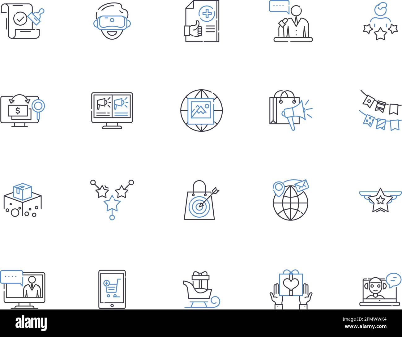 Advertising outline icons collection. Promotion, Branding, Publicity ...