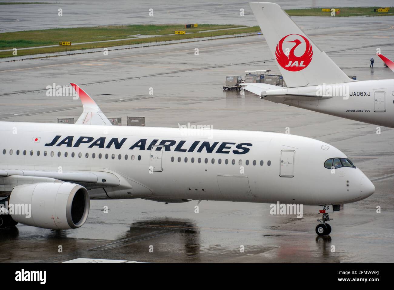 Tokyo, Japan. 15th Apr, 2023. Japan Airlines (JAL) airplanes seen at the Tokyo International ...