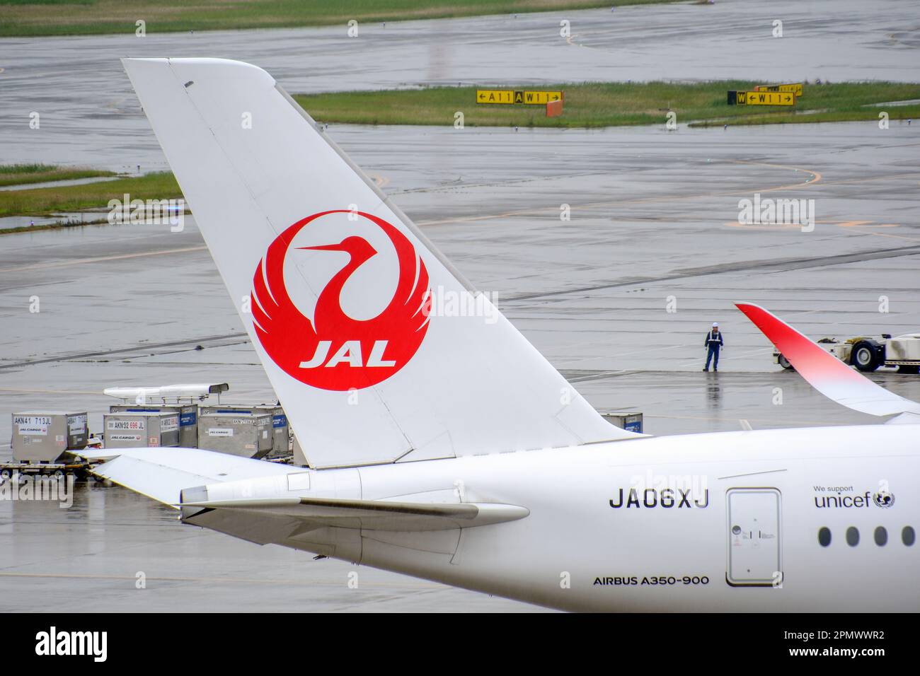 Tokyo, Japan. 15th Apr, 2023. Japan Airlines (JAL) airplane seen at the Tokyo International ...