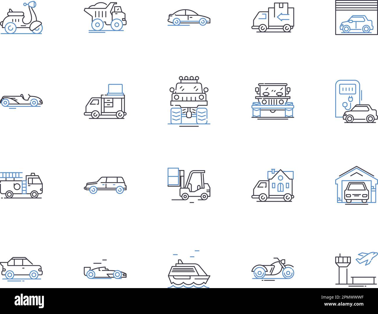 Car and transport outline icons collection. Car, Transport, Automobile ...