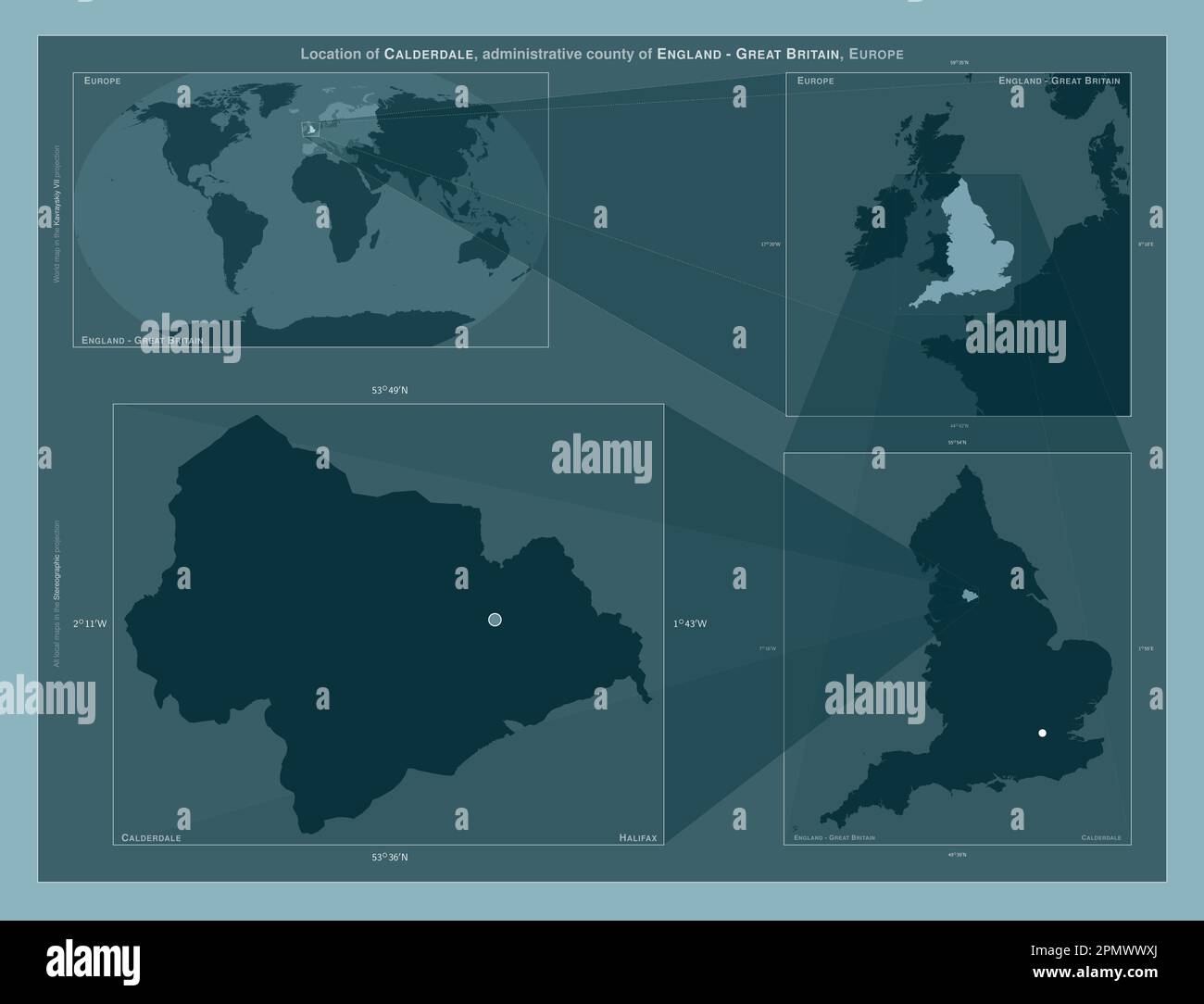 Calderdale, administrative county of England - Great Britain. Diagram ...