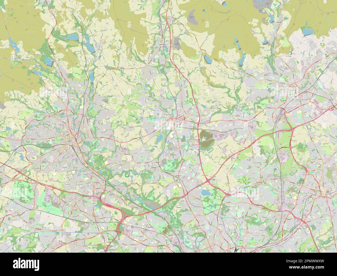 Bury, administrative county of England - Great Britain. Open Street Map ...