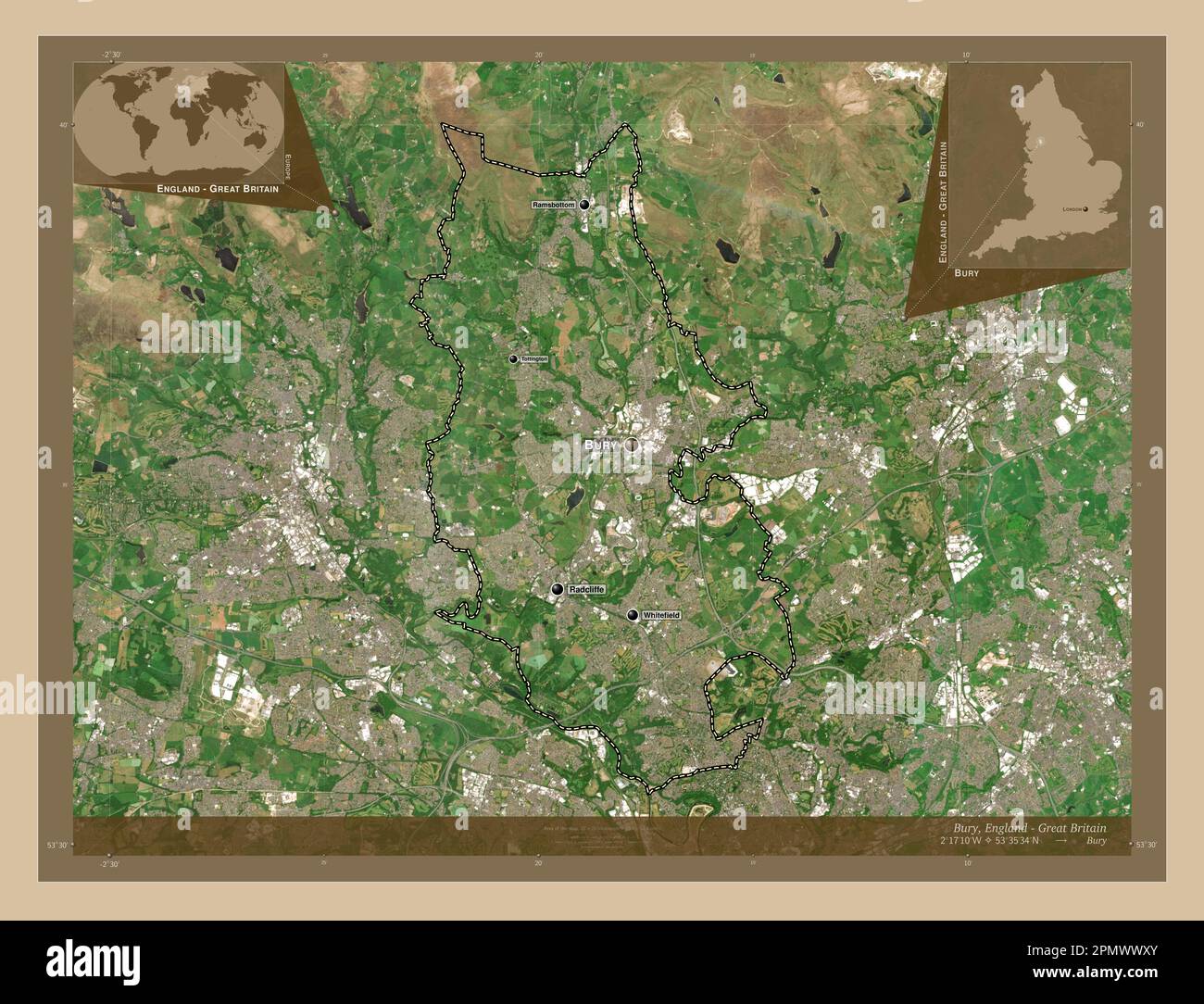 Bury, administrative county of England - Great Britain. Low resolution ...