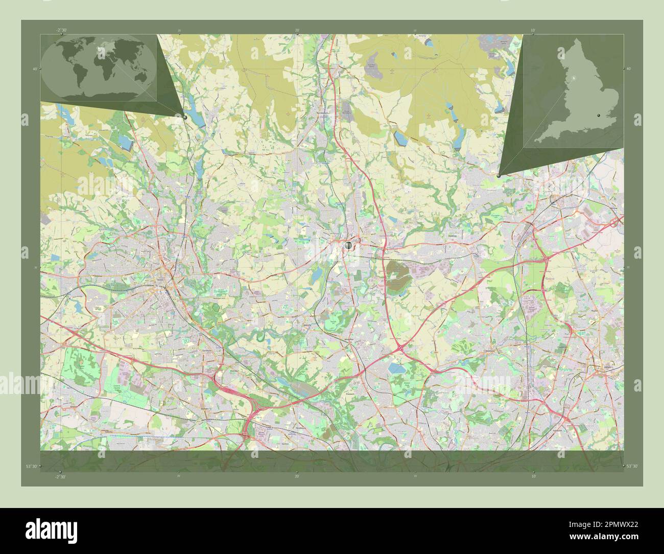 Bury, administrative county of England - Great Britain. Open Street Map ...