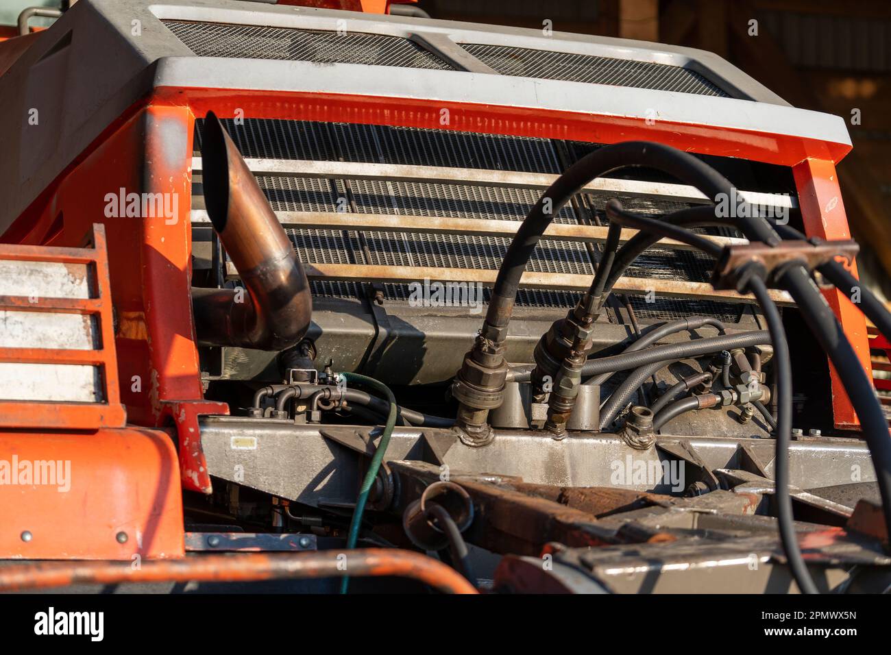 Front end and radiator of an old bulldozer, close up Stock Photo - Alamy