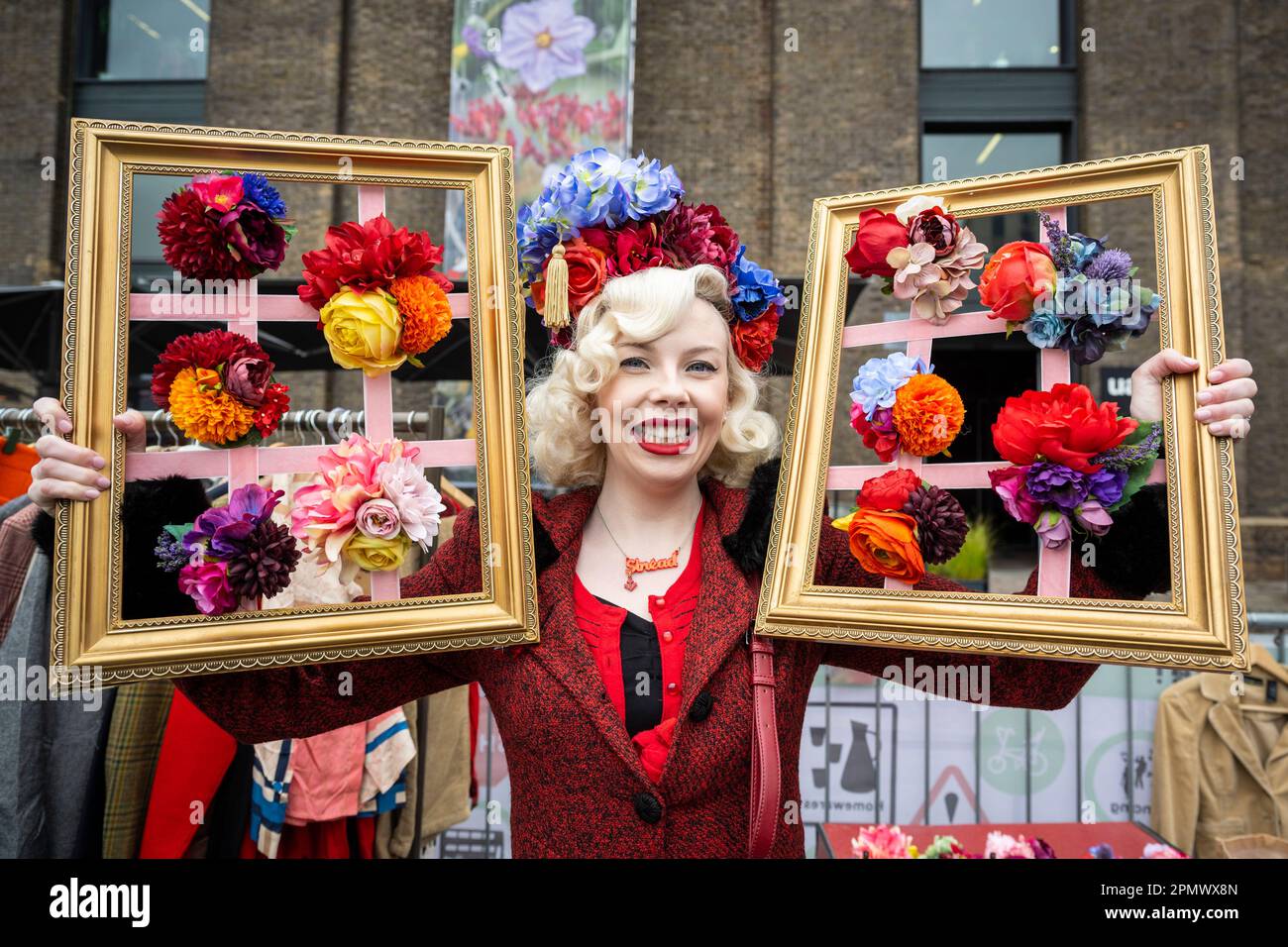 London, UK. 15 April 2023. Stallholder Sinead Doherty of Self Raising ...