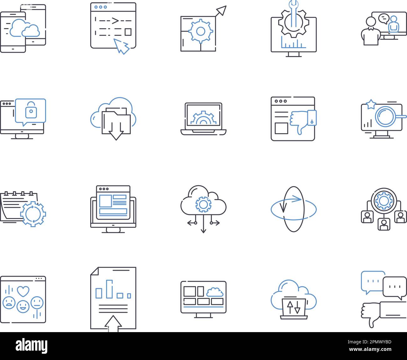Digital industry outline icons collection. Digital, industry, technology, online, computing ...