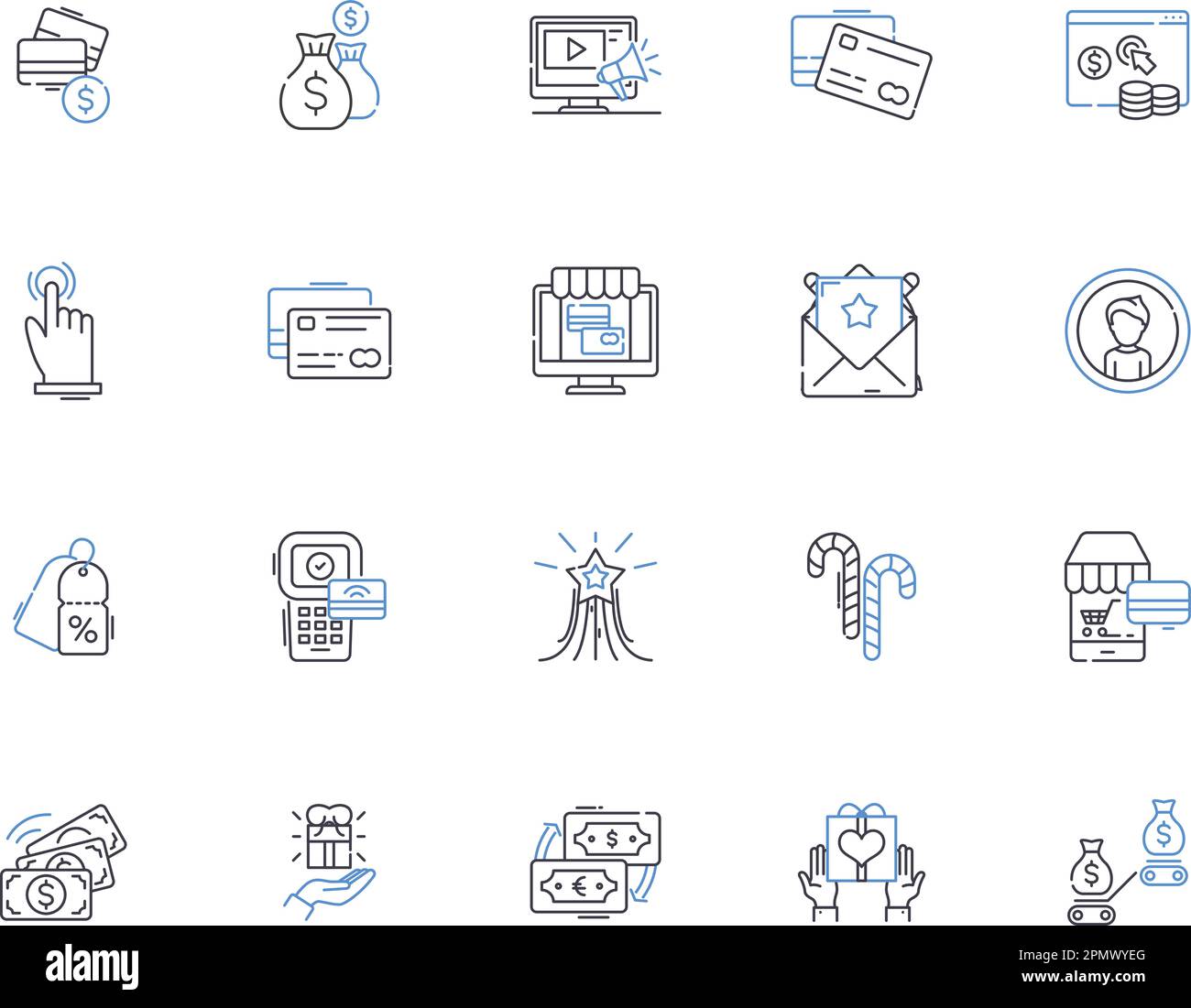 Shopping outline icons collection. Bargain, Buy, Store, Mall, Item ...