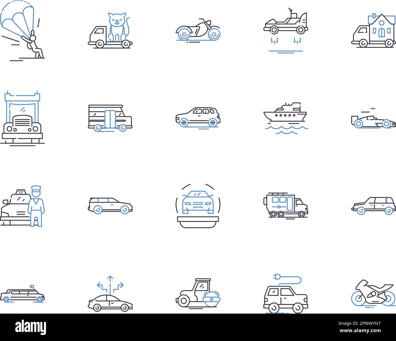 Transport services outline icons collection. Transportation, Shipping ...
