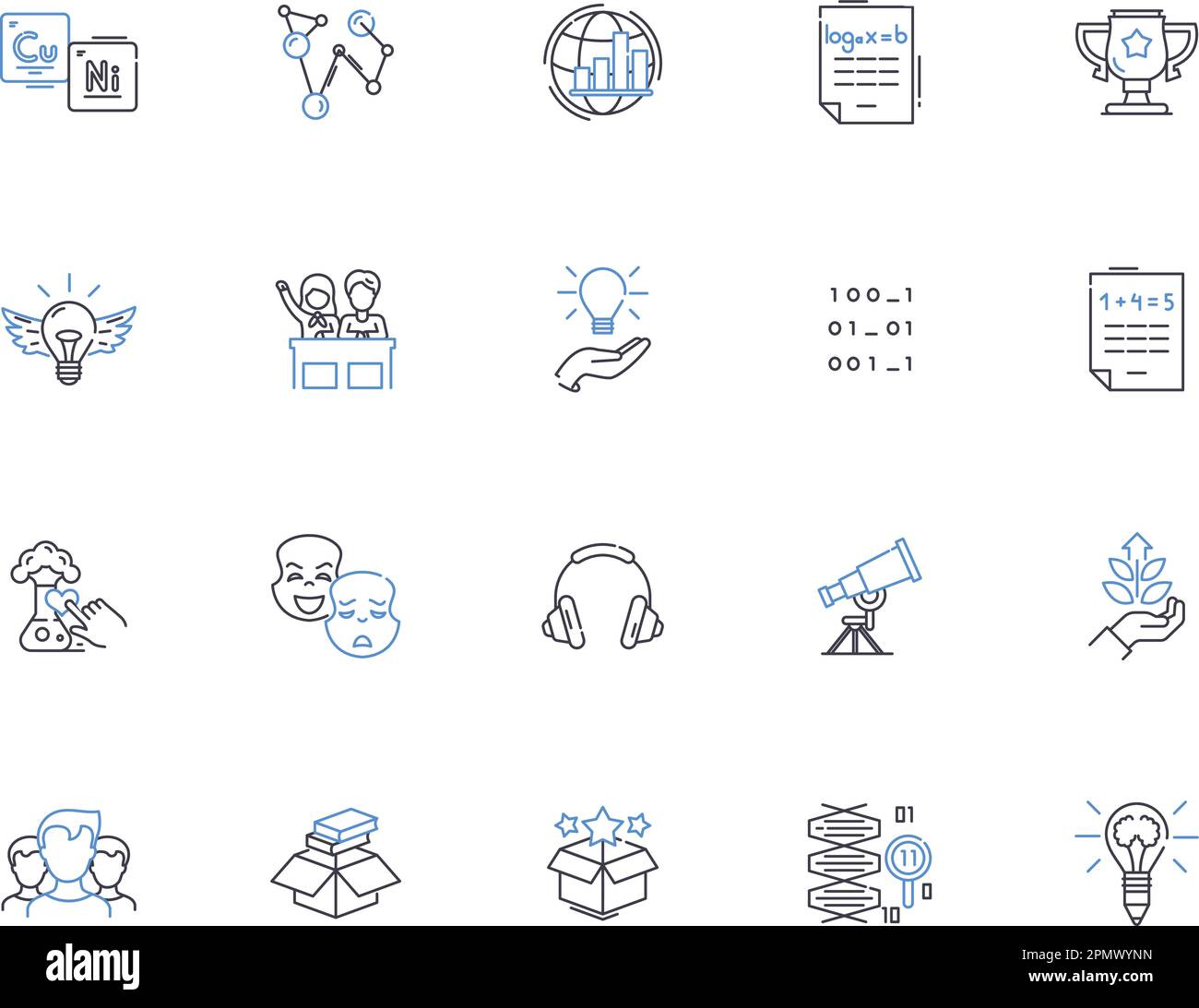 Knowledge outline icons collection. Education, Information ...
