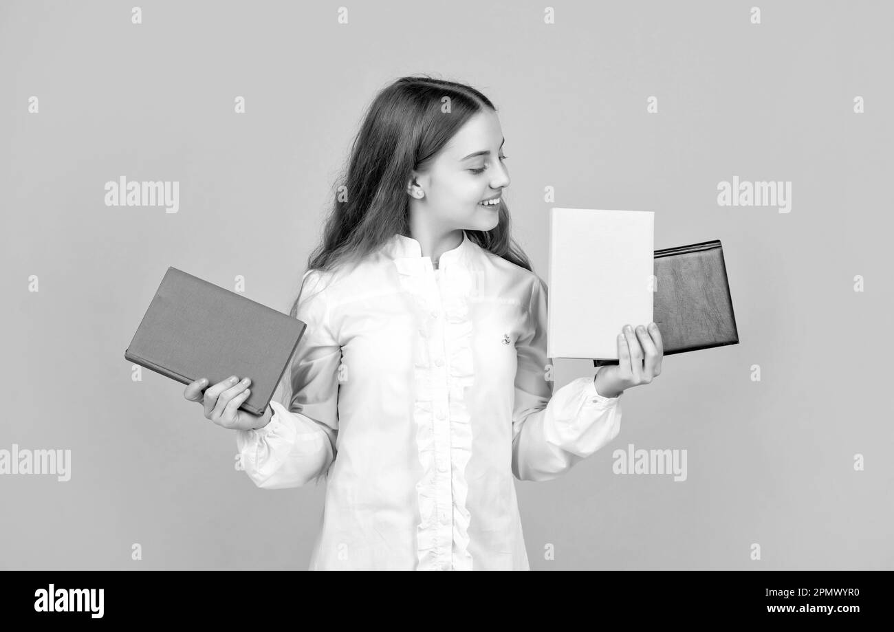 teen girl do homework with copybook. study with workbook. cheerful ...