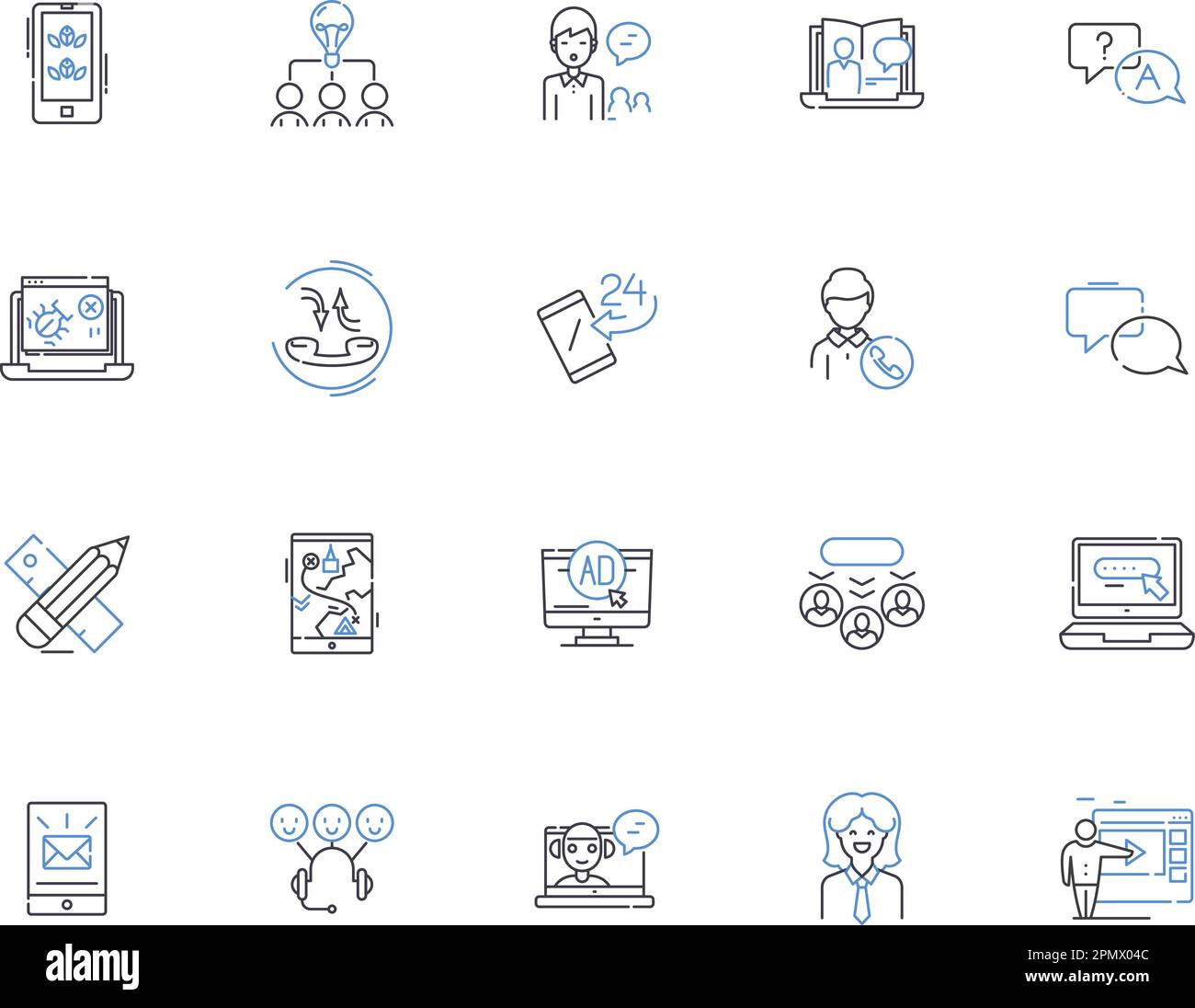 Communication outline icons collection. Talk, Chat, Connect, Voice ...