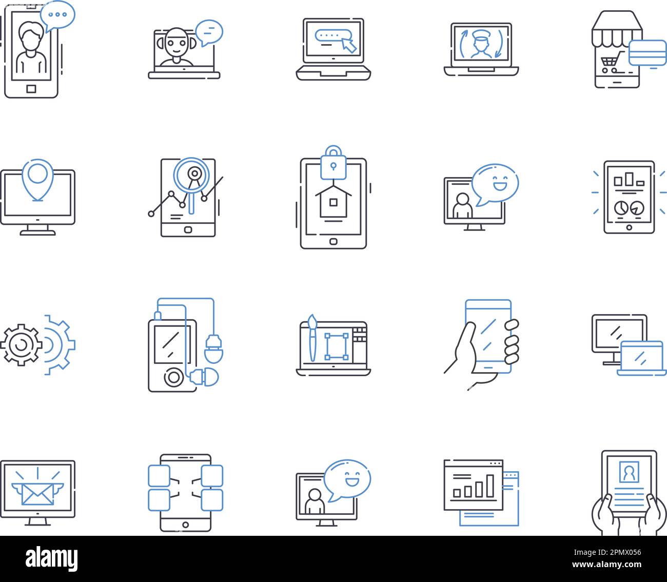 Gadjets and computers outline icons collection. Gadgets, Computers ...