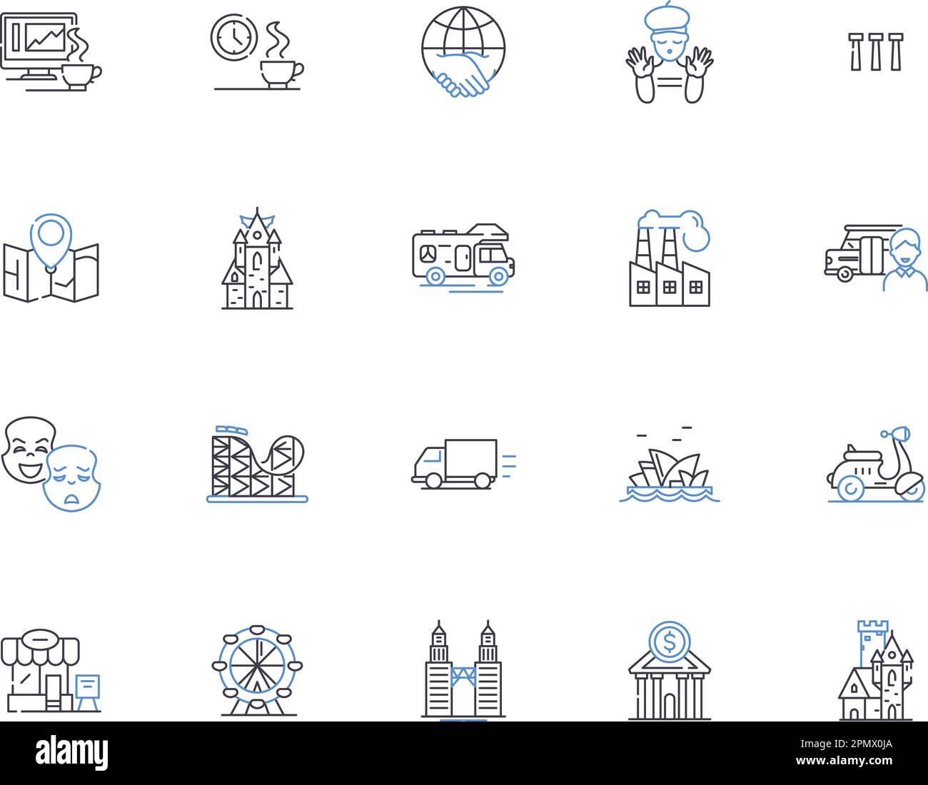 City outline icons collection. Town, Metropolis, Urban, Municipality ...