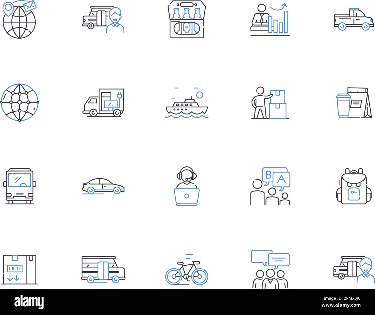 Warehouse management outline icons collection. Warehousing, Inventory ...