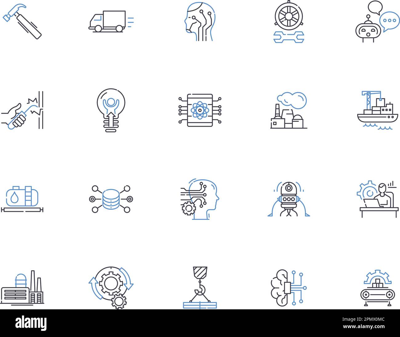 Industrial outline icons collection. Industry, production ...