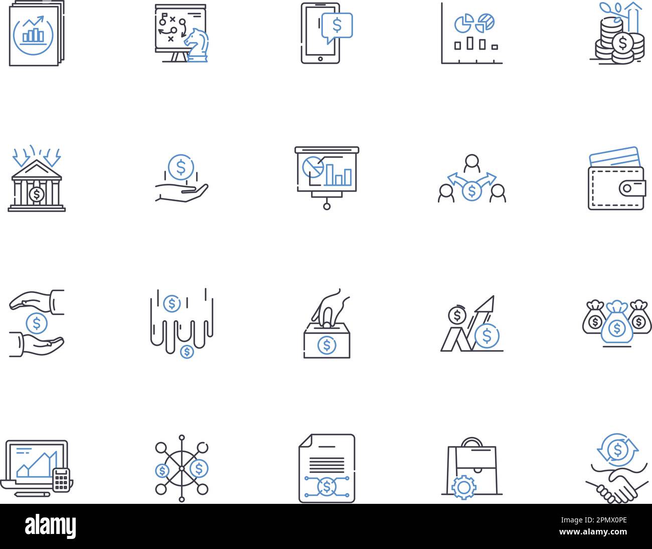 Finance outline icons collection. Money, Financing, Investment, Banking ...