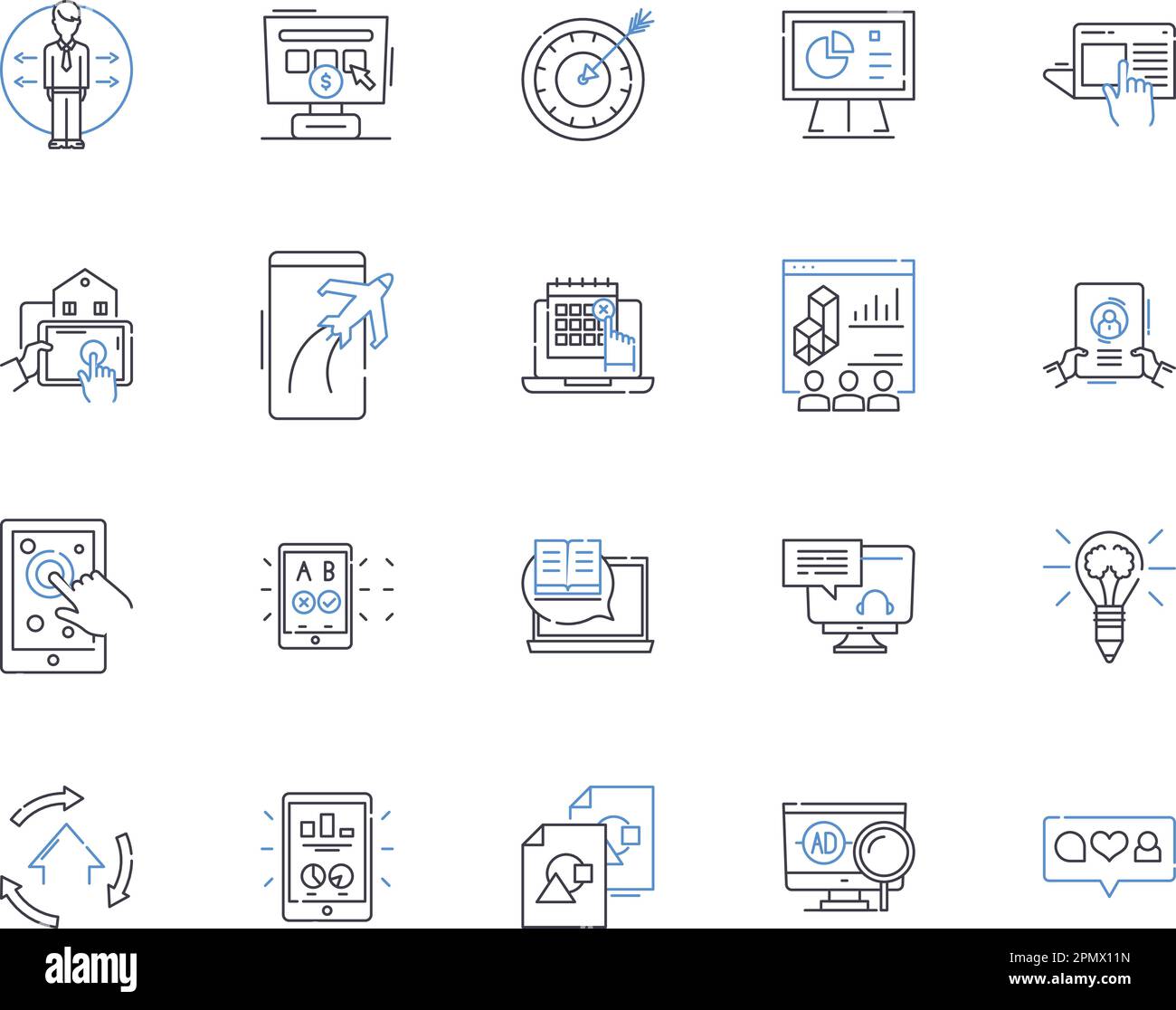 Digital content outline icons collection. Digital, Content, Online ...