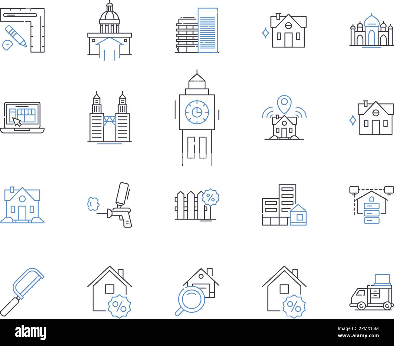 Houses and buildings outline icons collection. Homes, Dwellings, Abodes ...