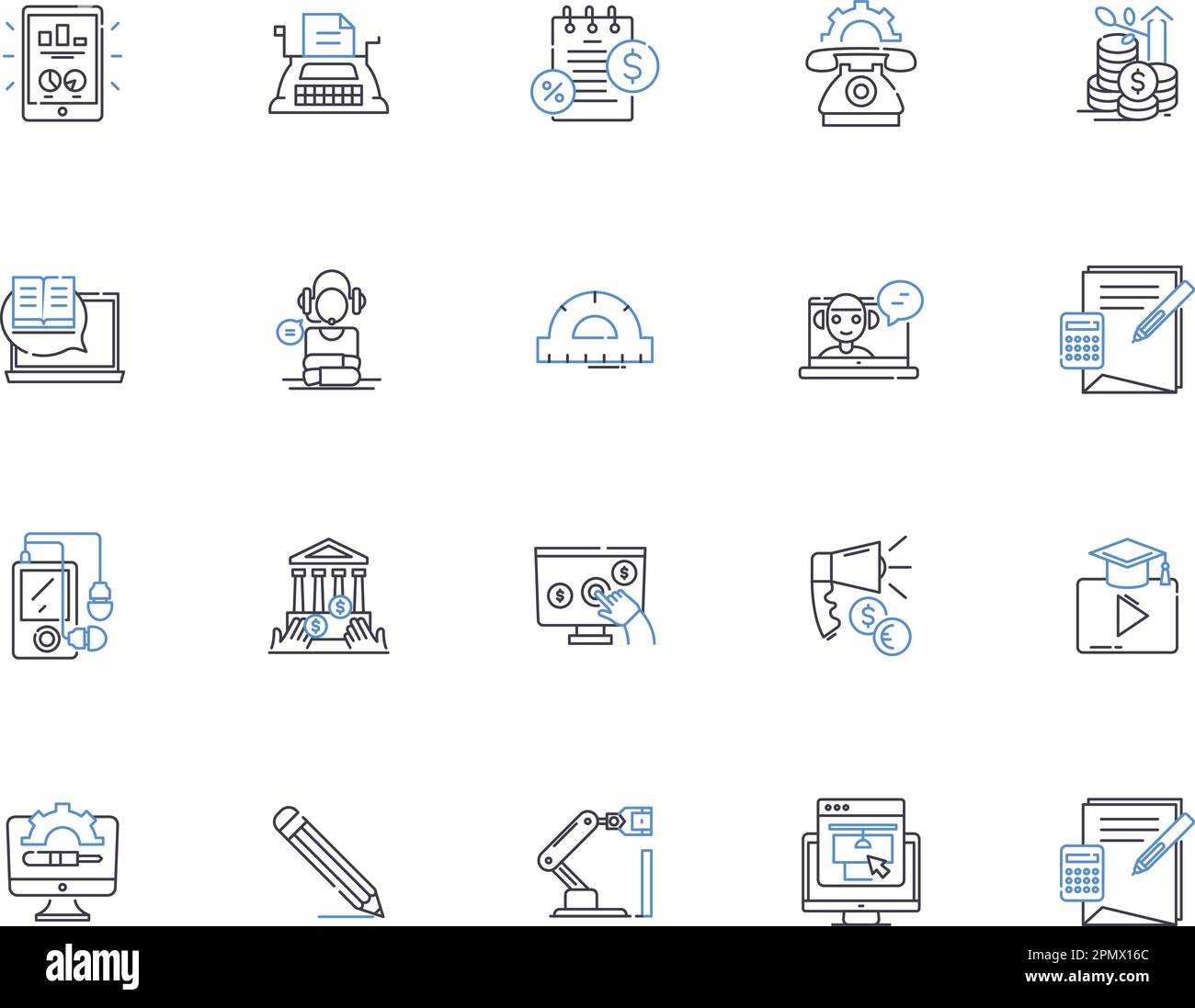 Operations management outline icons collection. Planning, Scheduling ...