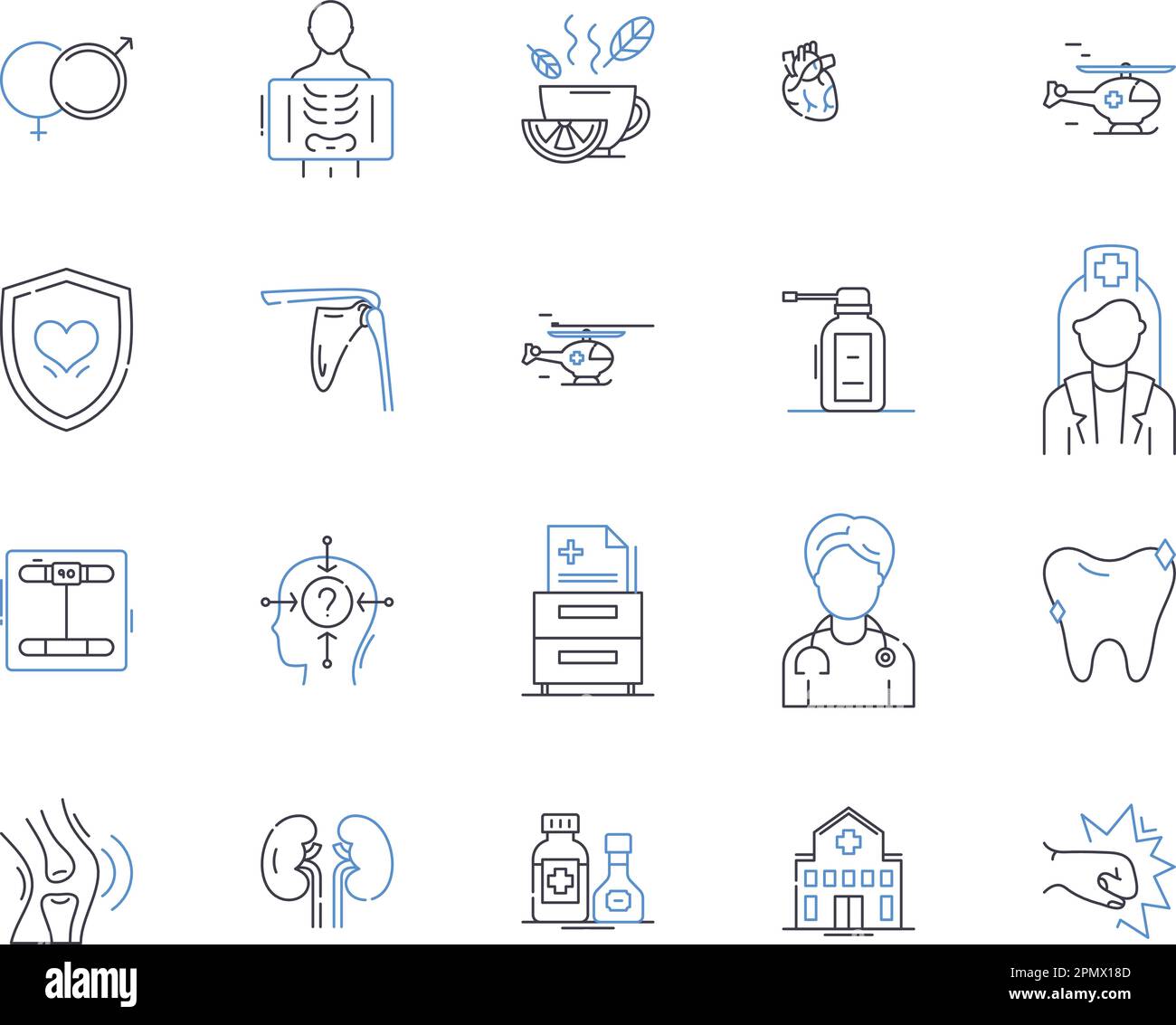 Health and medical services outline icons collection. Medical ...