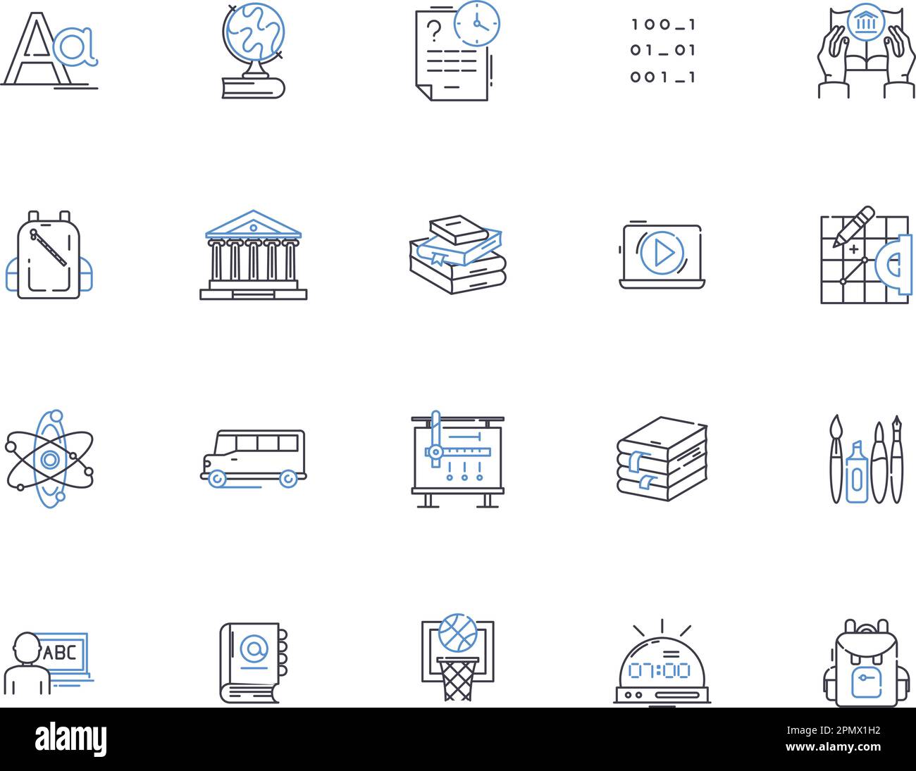 High school outline icons collection. Highschool, Education, Academics, Learning, Students ...