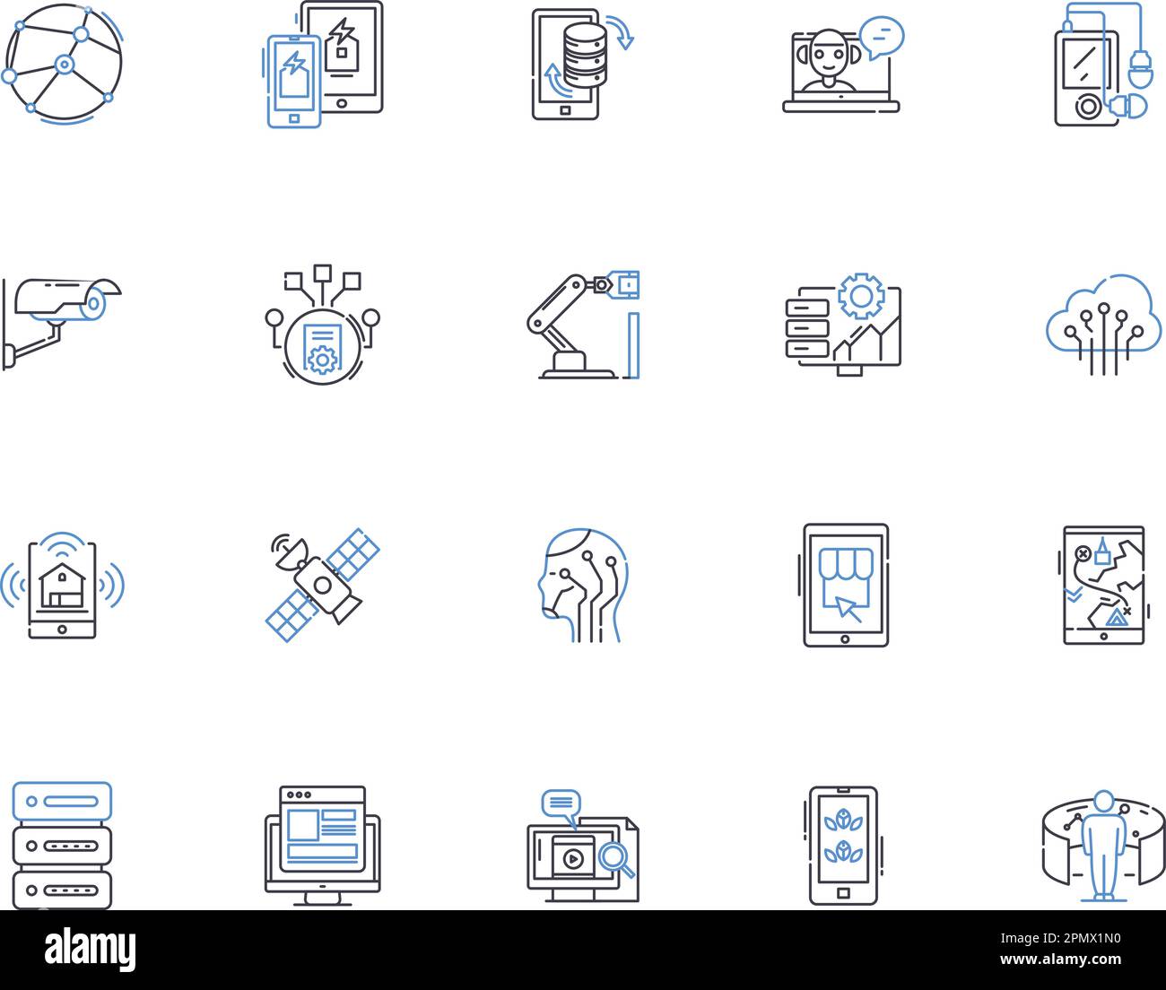 Hardware Outline Icons Collection Hardware Components Peripherals