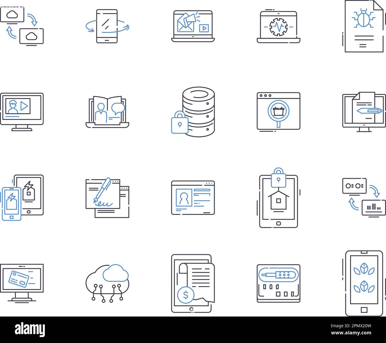Internet Technology Outline Icons Collection Internet Technology