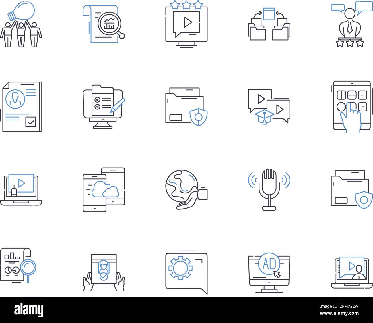 journalism outline icons collection. Reporting, Writing, Editing, Newsgathering, Journalism ...