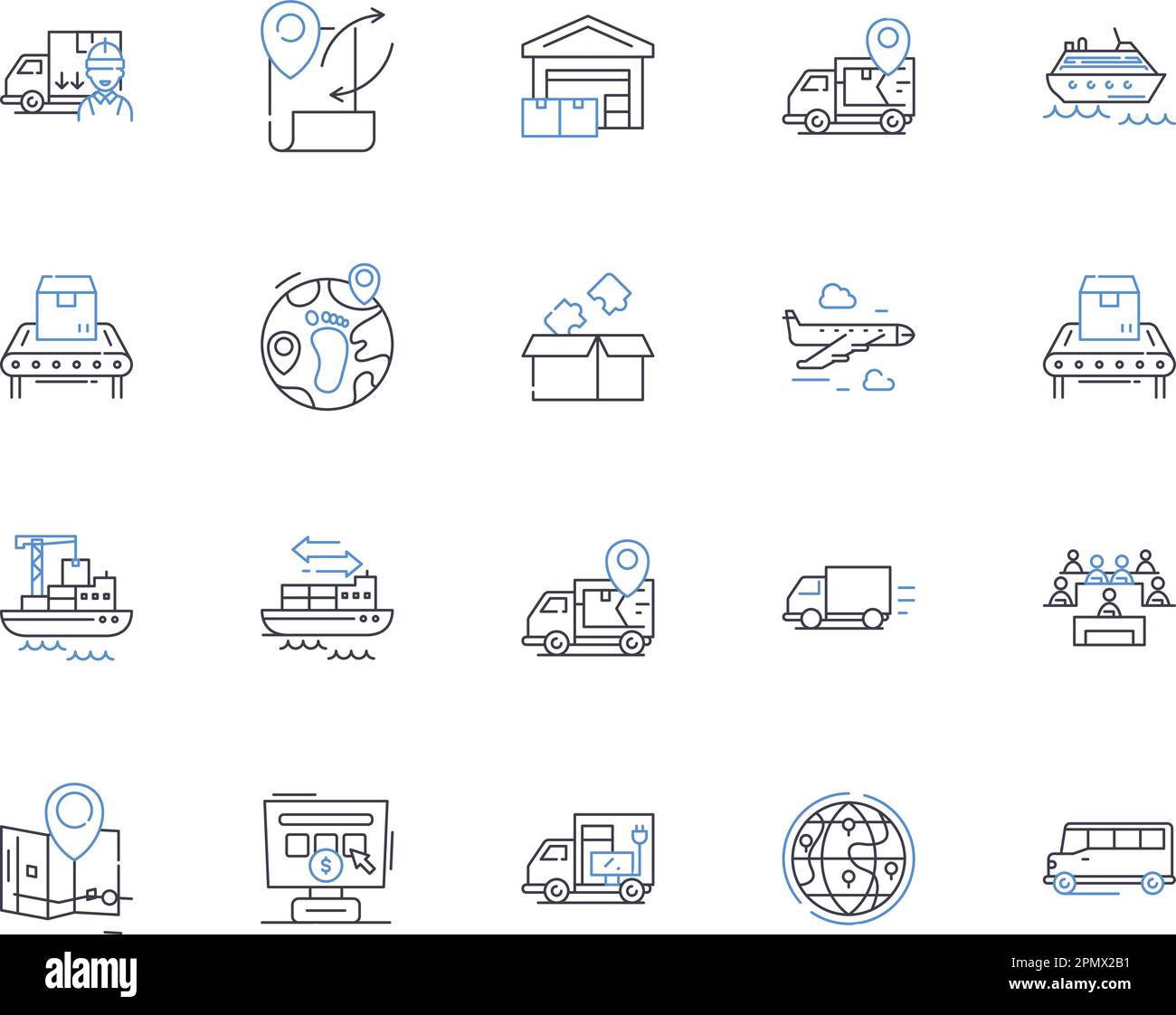 Courier services outline icons collection. Courier, Services, Delivery ...