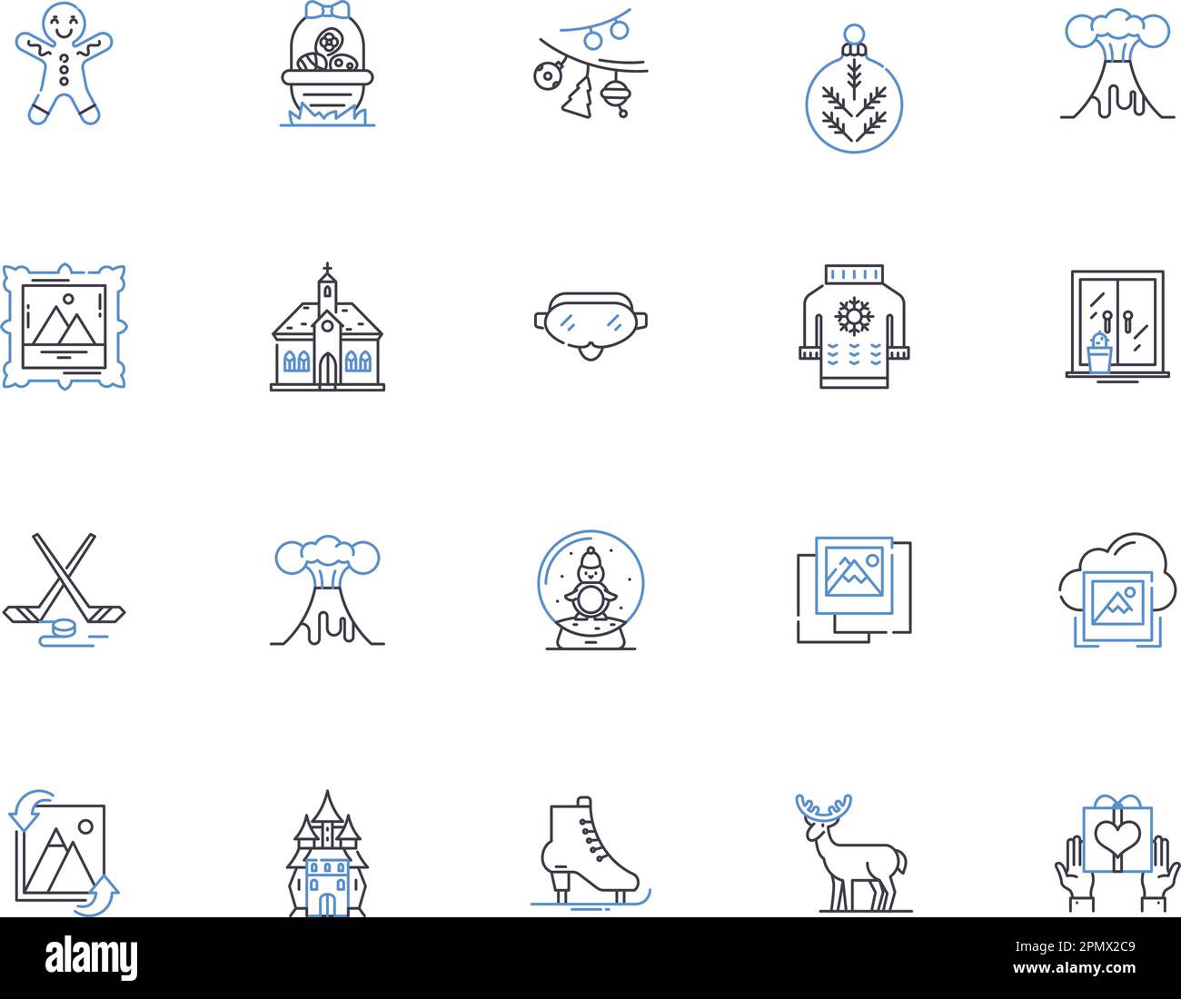 Winter outline icons collection. Snow, Sleet, Cold, Ice, Frost, Chill ...