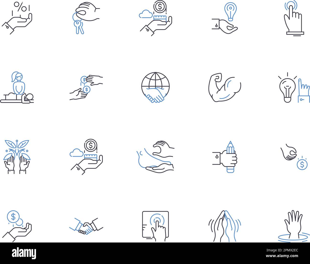 Hand gesture outline icons collection. gesticulating, waving, pointing ...