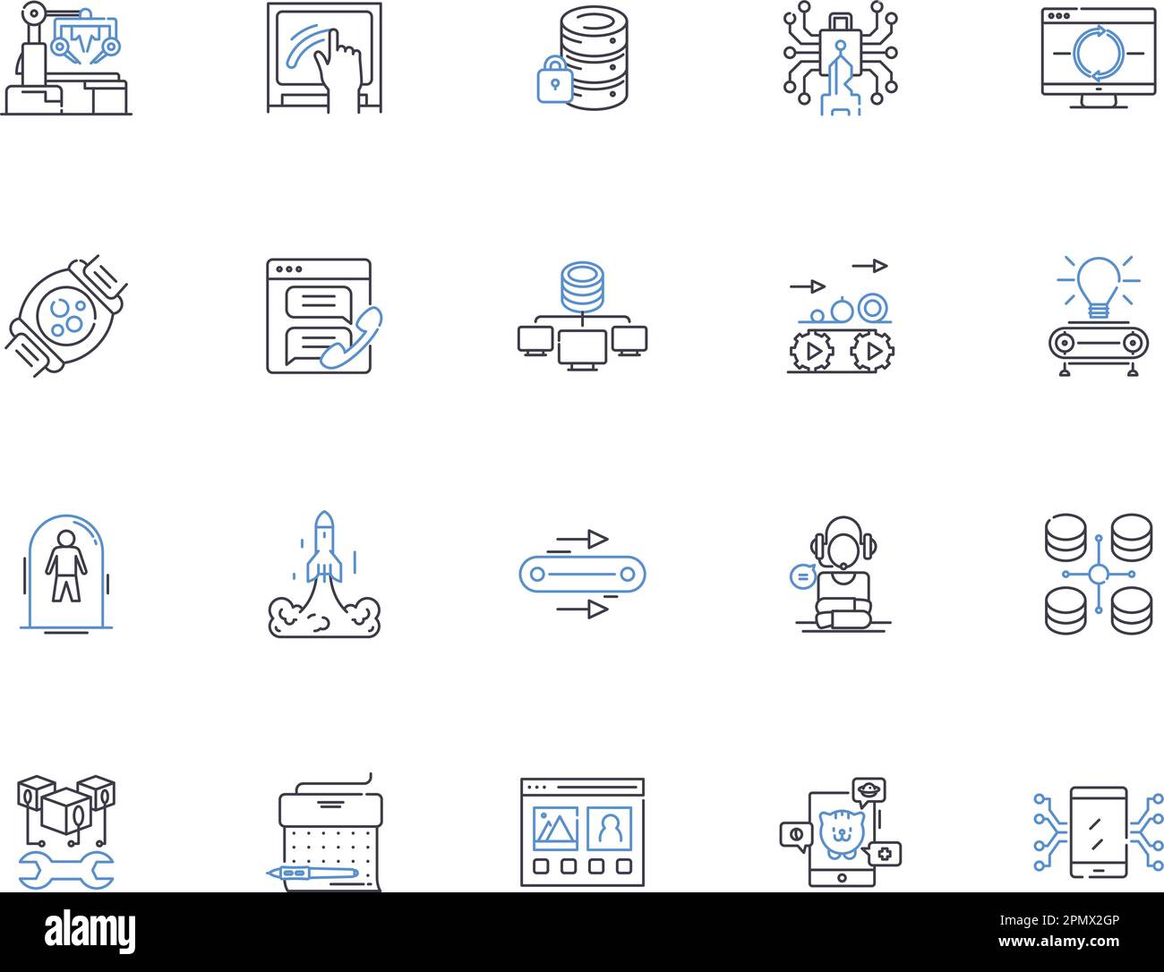 Hardware Outline Icons Collection Hardware Components Peripherals