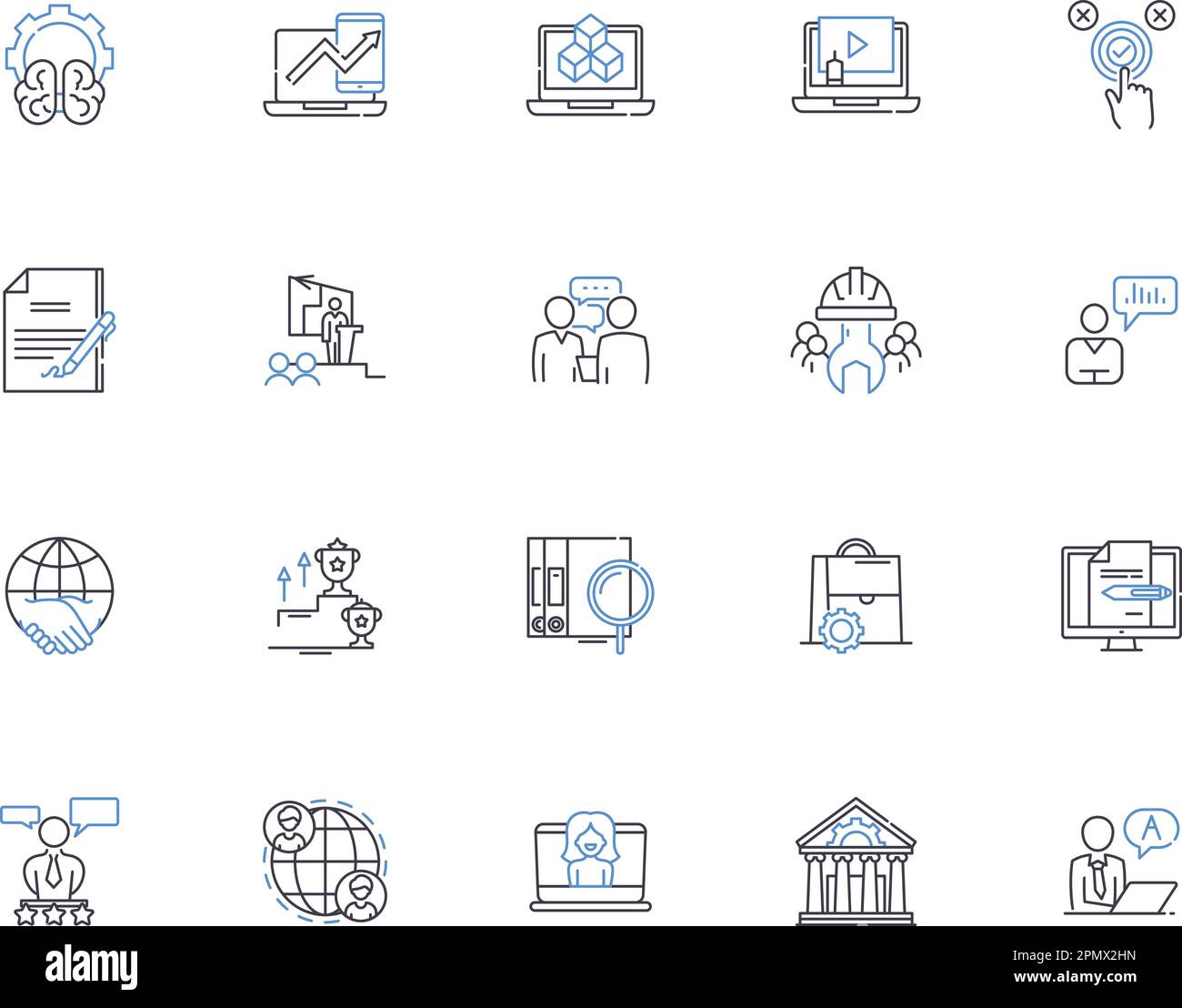 Business education outline icons collection. accounting, finance ...