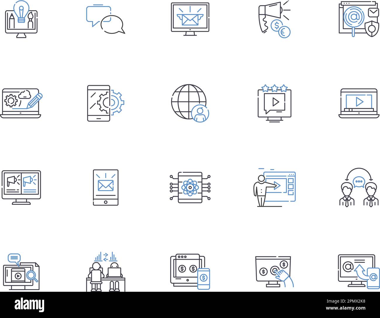 Social media outline icons collection. Social, Media, Networking ...