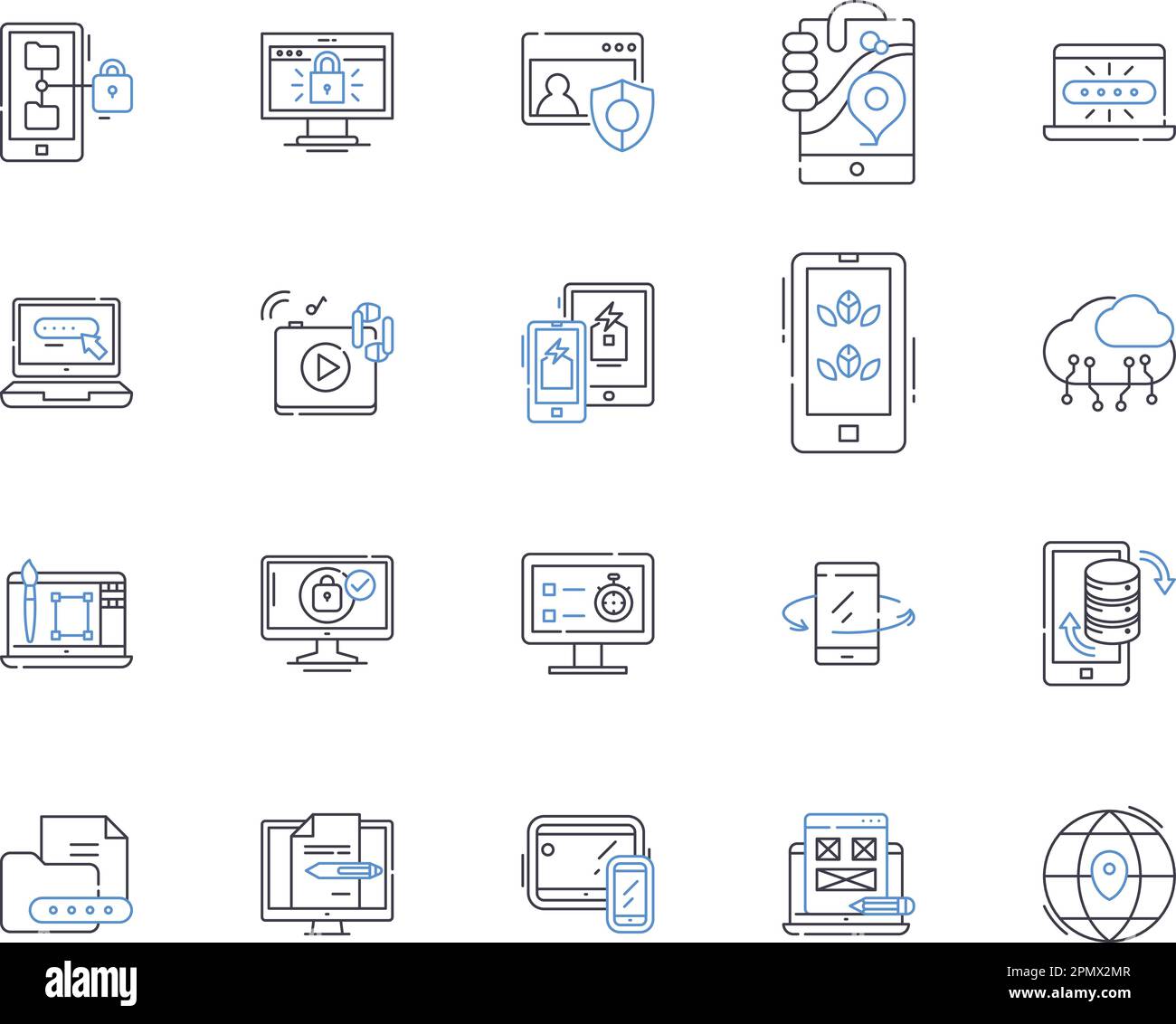 Internet And Security Outline Icons Collection Internet Security Online Cyber Privacy
