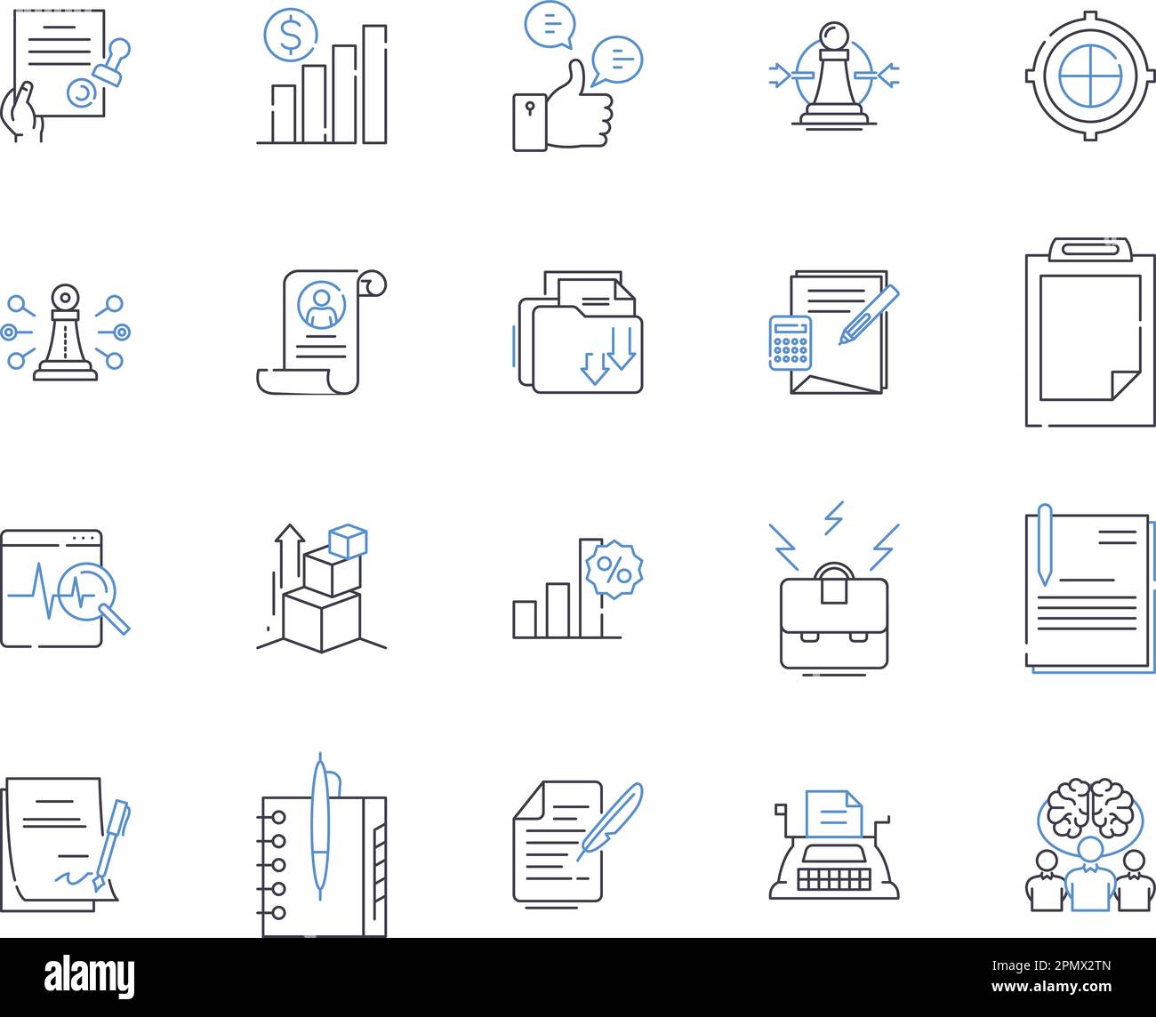 Productiveness outline icons collection. Efficiency, Output, Quality ...