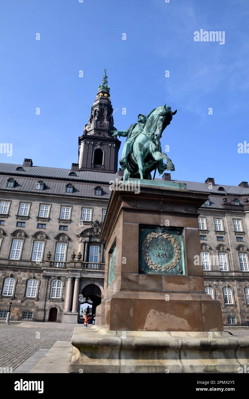 Copenhagen /Denmark/15 April 2023/ Statue of King Frederiks the 7th the ...