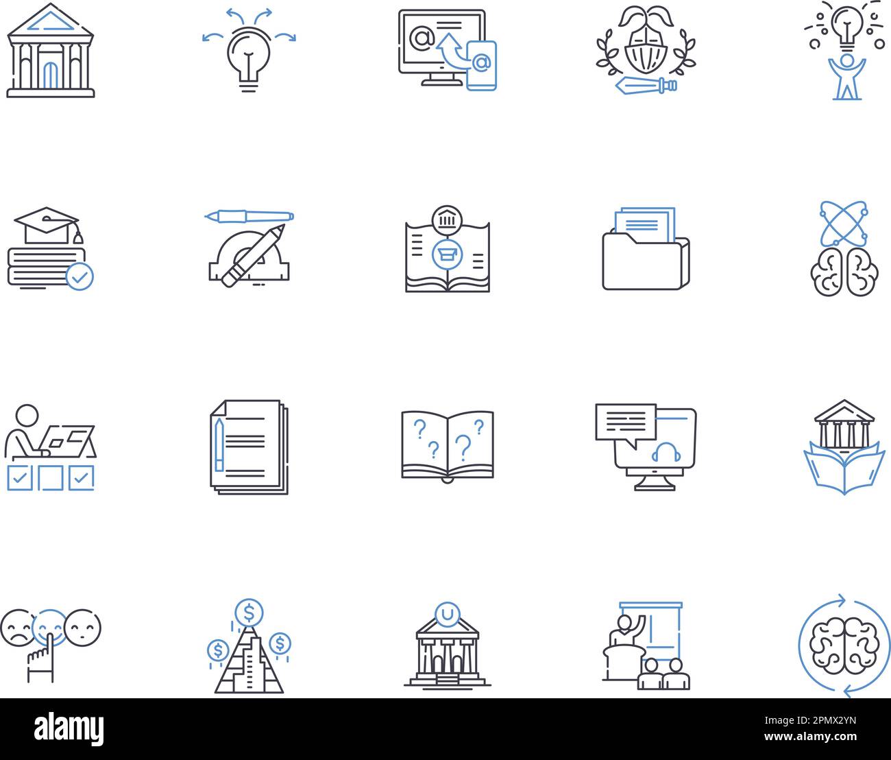 Knowledge outline icons collection. Education, Information ...