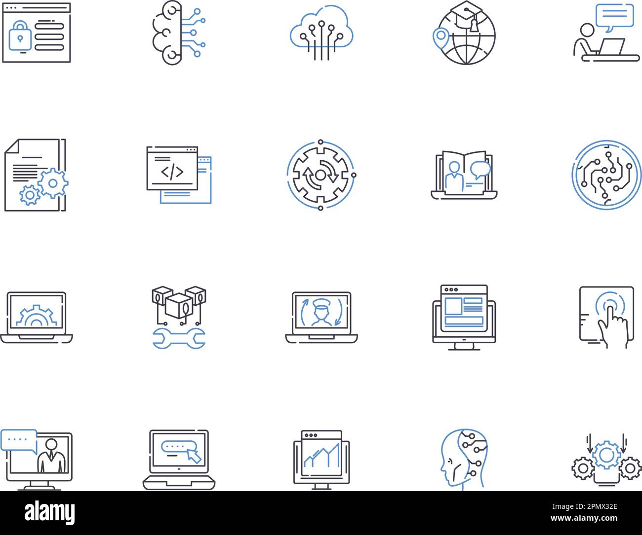 Web Programming Outline Icons Collection Web Programming Html Css Javascript Ajax Xml