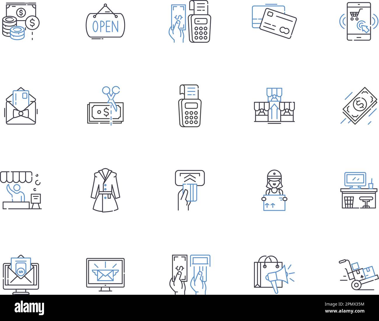 Store outline icons collection. Shop, Outlet, Stock, Stockroom, Depot ...