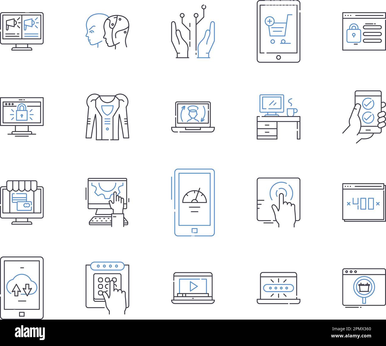 Internet and high tech outline icons collection. Internet, High-tech ...