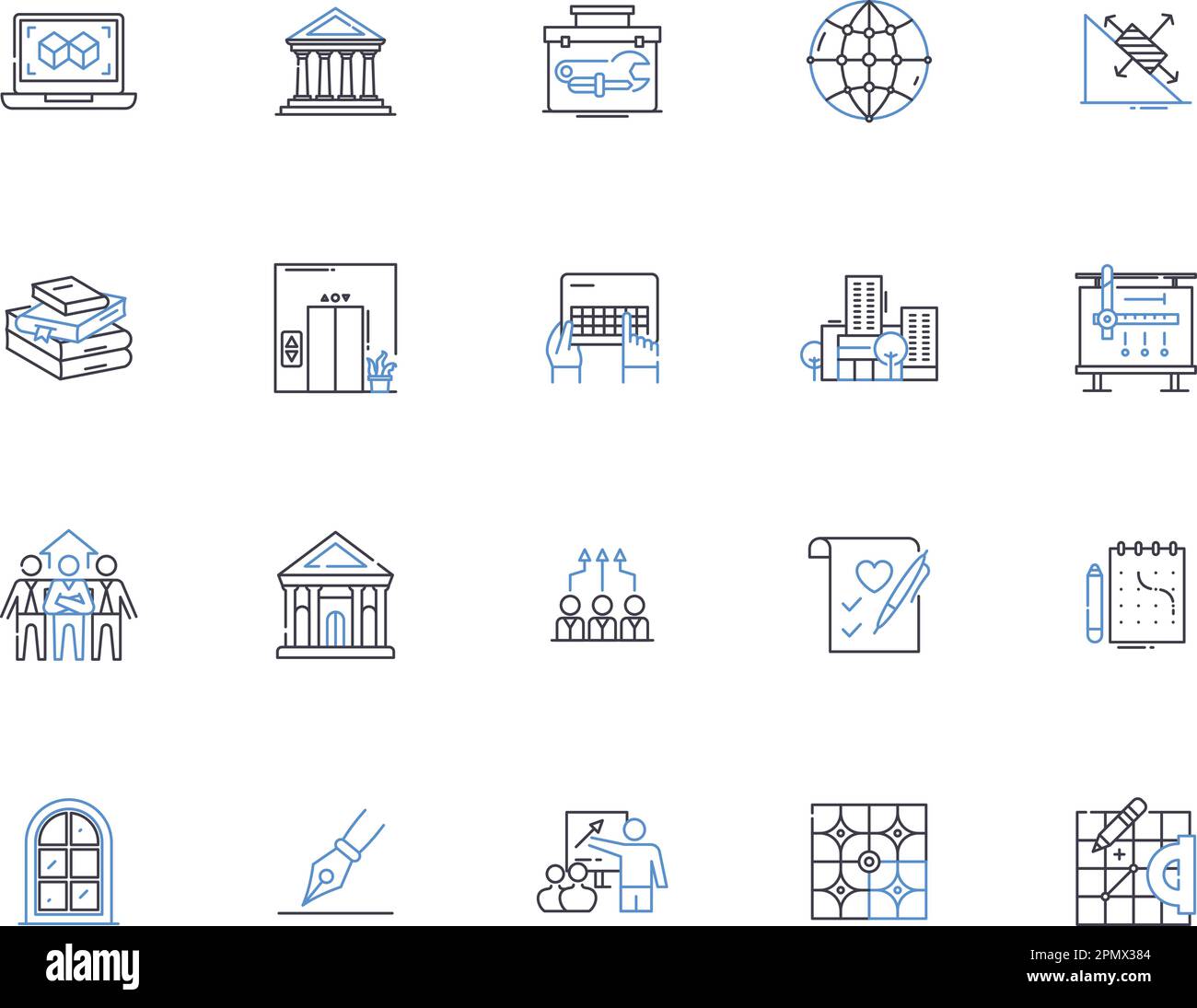 Engineering Outline Icons Collection Engineering Design Construct Create Develop Assemble