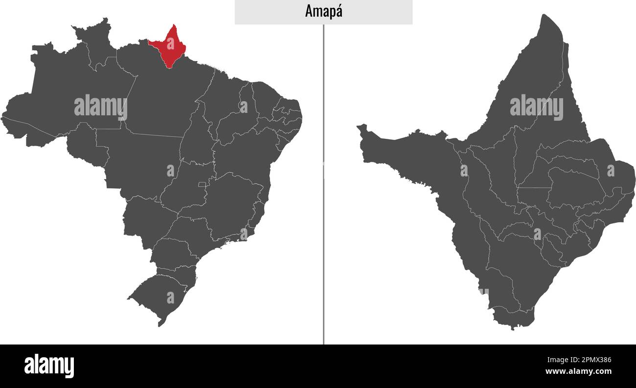 map of Amapa state of Brazil and location on Brazilian map Stock Vector ...