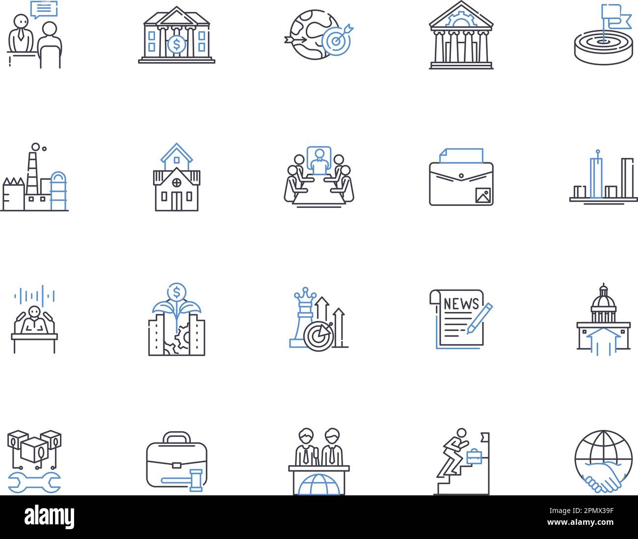 Government outline icons collection. Authority, Legislation ...