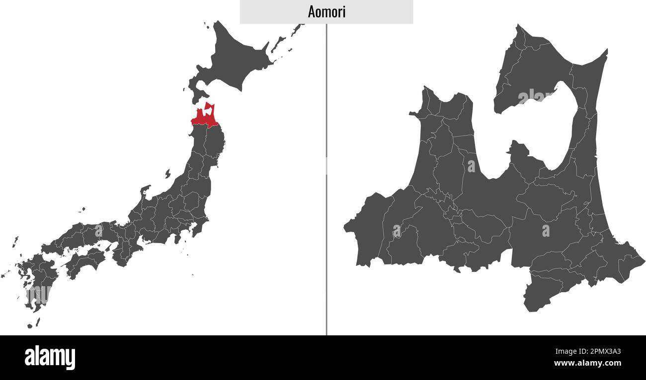 map of Aomori prefecture of Japan and location on Japanese map Stock ...