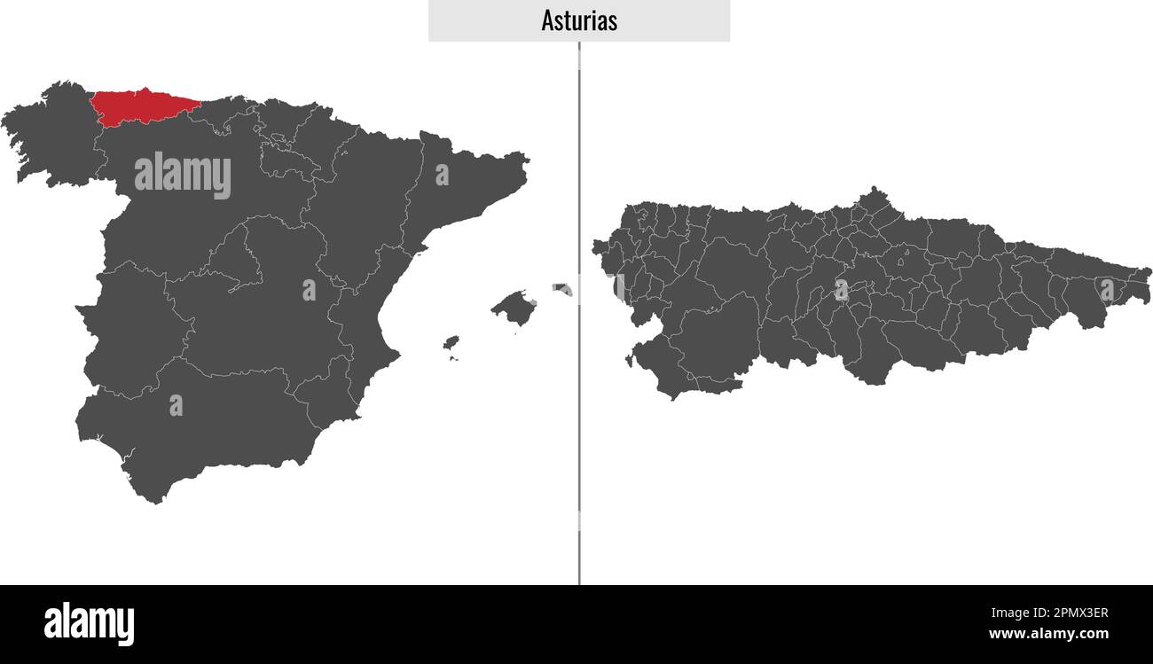 map of Asturias autonomous community of Spain and location on Spanish ...