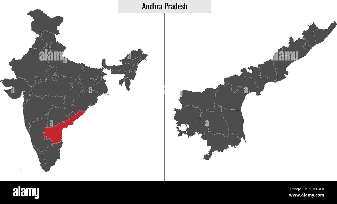 map of Andhra Pradesh state of India and location on Indian map Stock ...