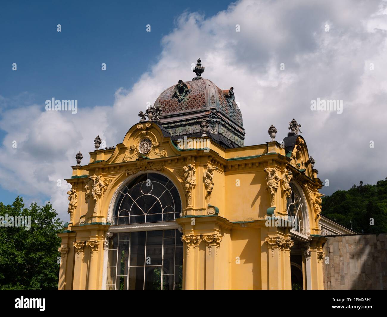 Spa Colonnade and Park in Marianske Lazne, Bohemia, Czech Republic, the ...