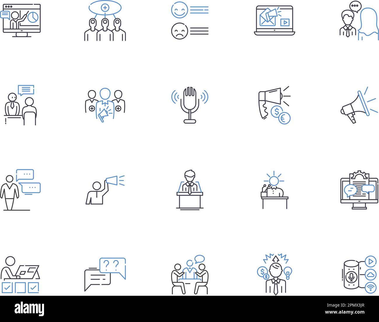 Speech Outline Icons Collection Speaking Oratory Reciting Rhetoric